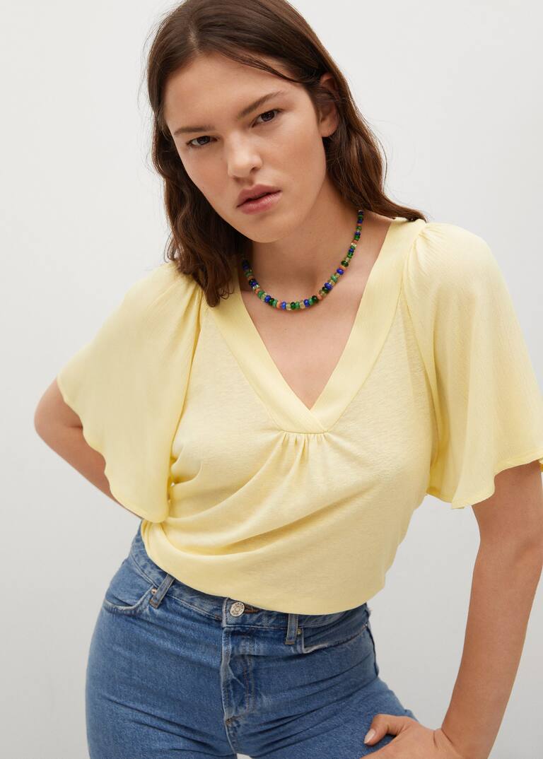 V Neck Flowy T Shirt Women Mango United Kingdom
