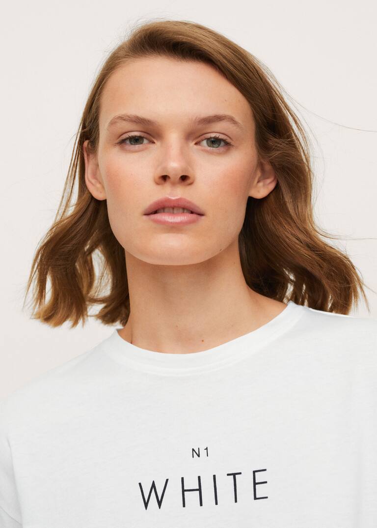 Message Cotton T Shirt Woman Mango Outlet United Kingdom