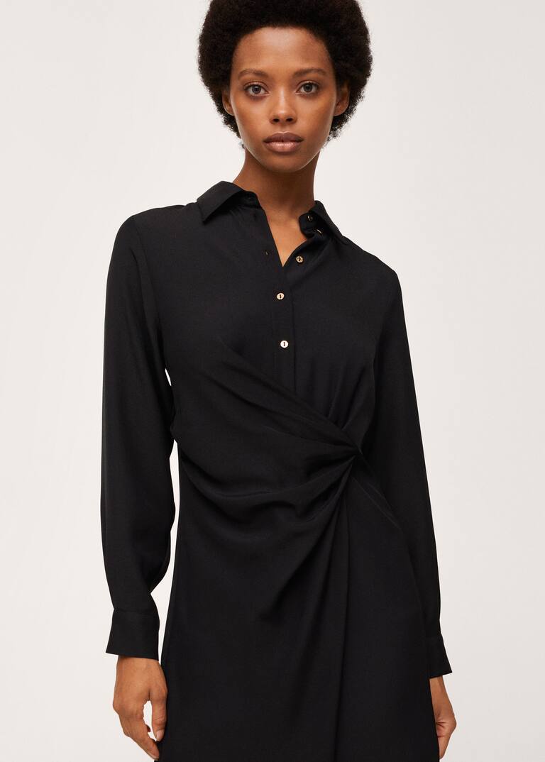 Knot Detail Shirt Dress Women Mango Outlet Usa