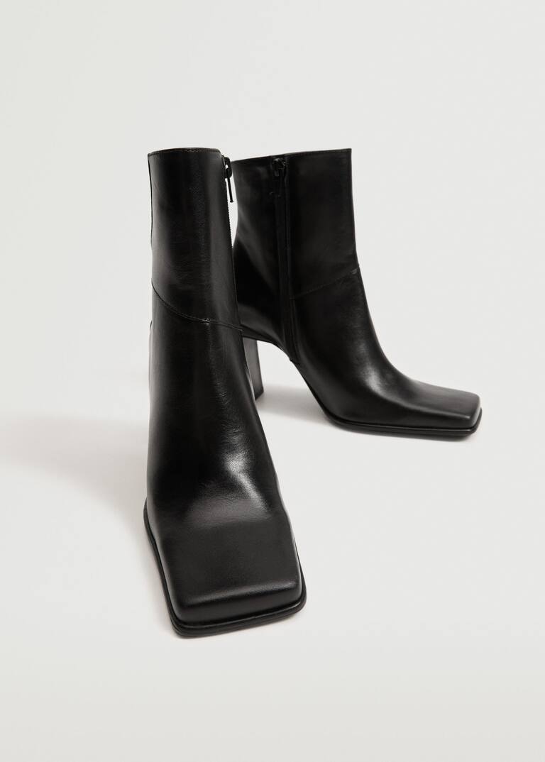 Squared Toe Leather Ankle Boots Women Mango Usa