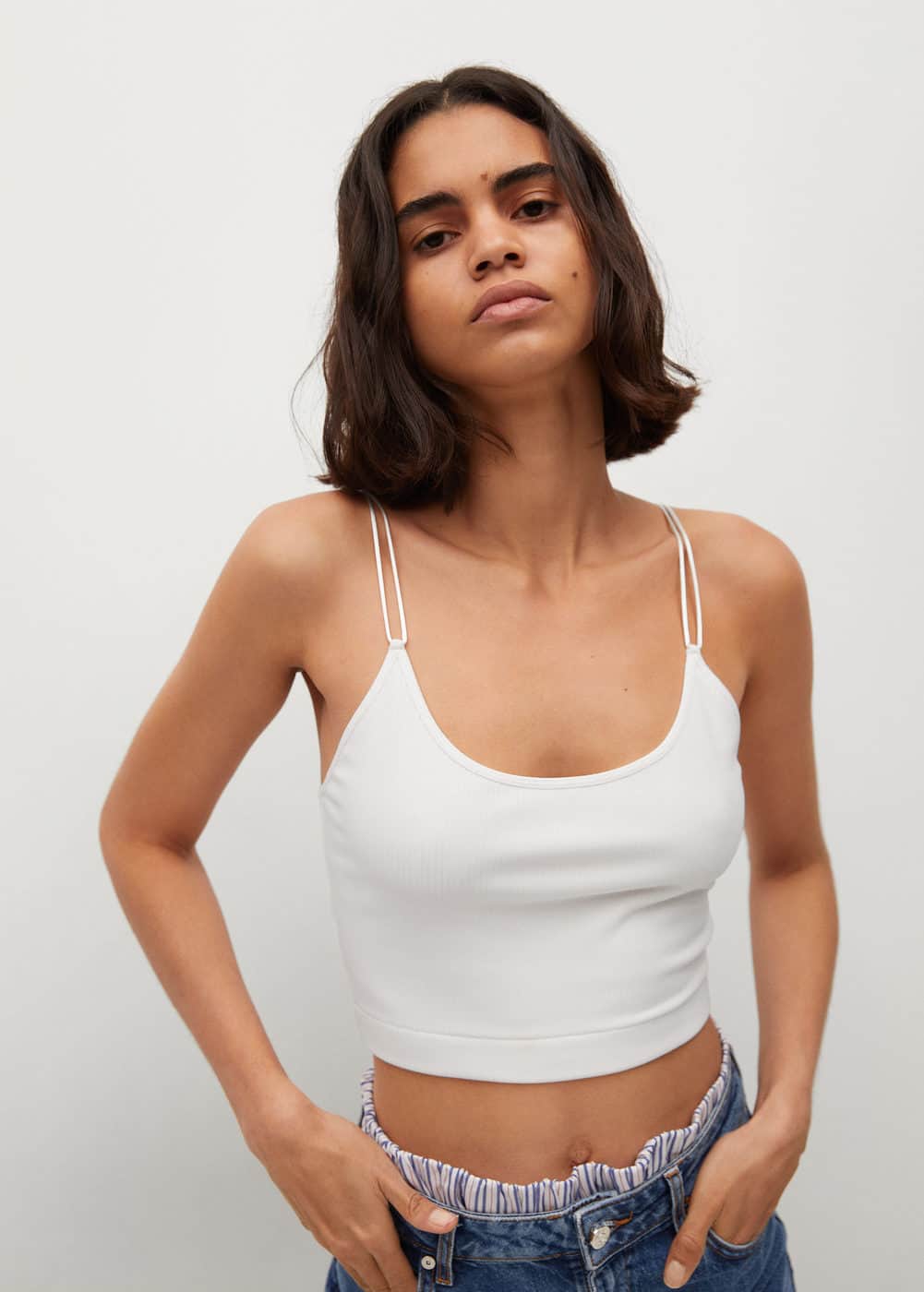 Ribbed Crop Top Woman MANGO OUTLET Netherlands ribbed-crop-top-woman-mango-outlet-netherlands