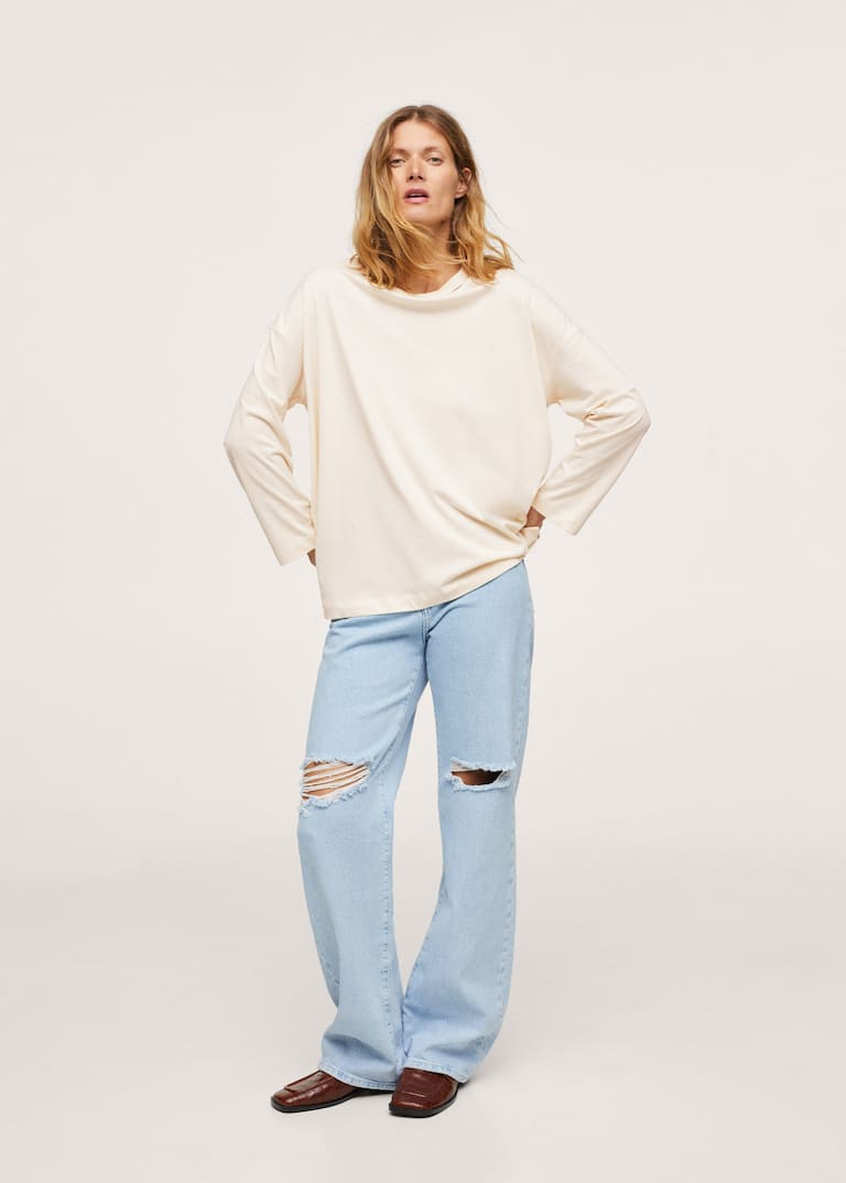 Oversized long-sleeved t-shirt - Women | MANGO OUTLET USA Oversized long-sleeved t-shirt - Women | MANGO OUTLET USA