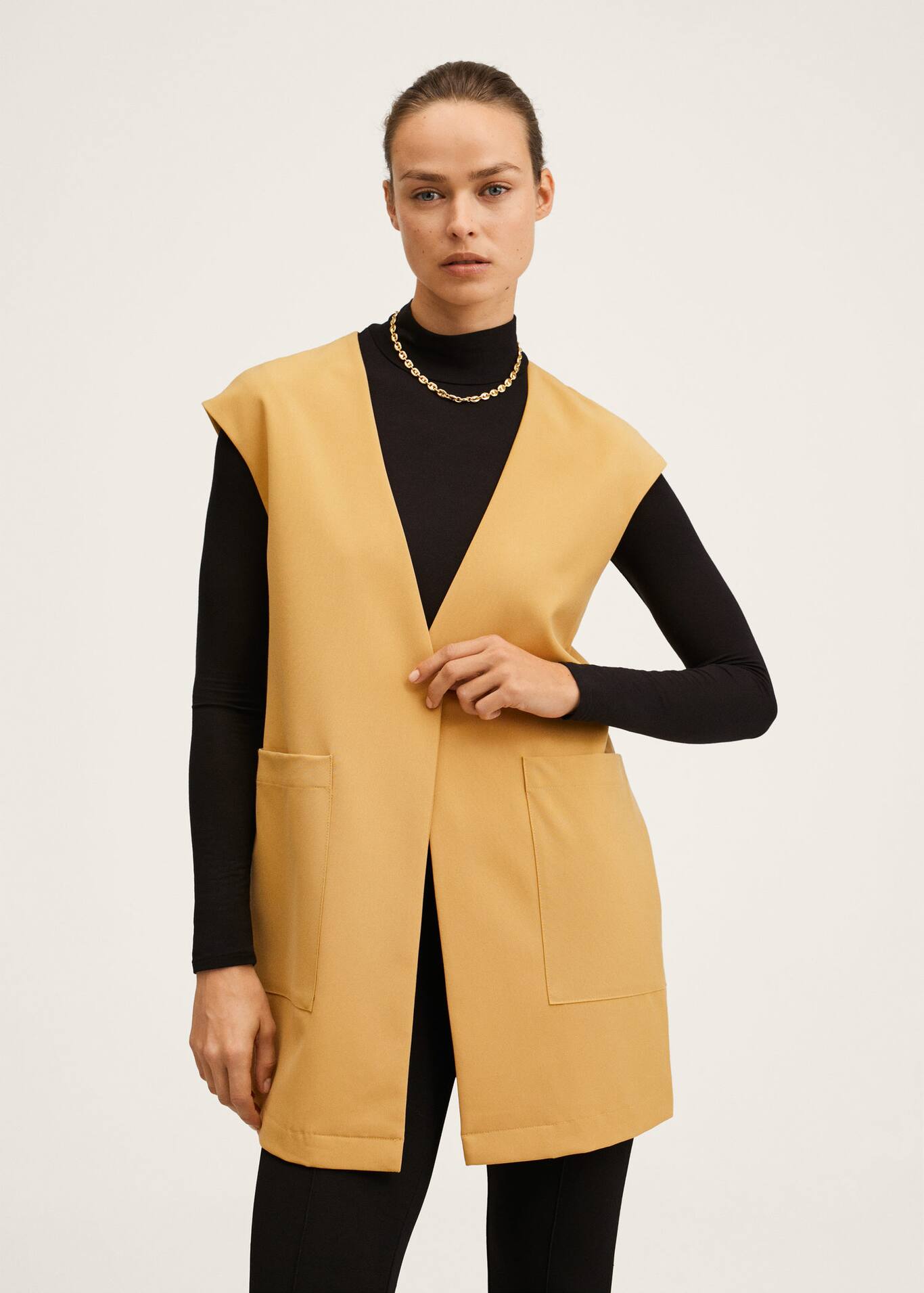 Oversized Gilet With Pockets Woman Mango Outlet Lithuania