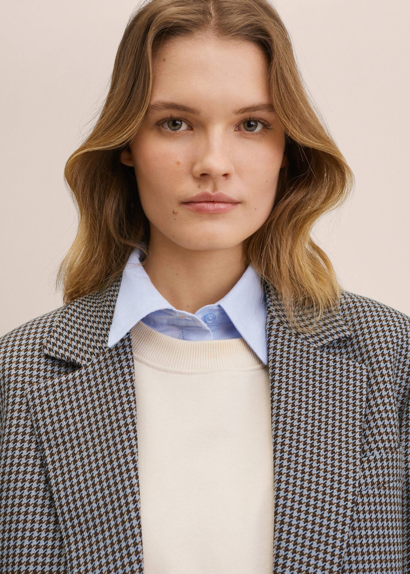 Veste Oversize Pied De Poule Femme Mango Outlet France