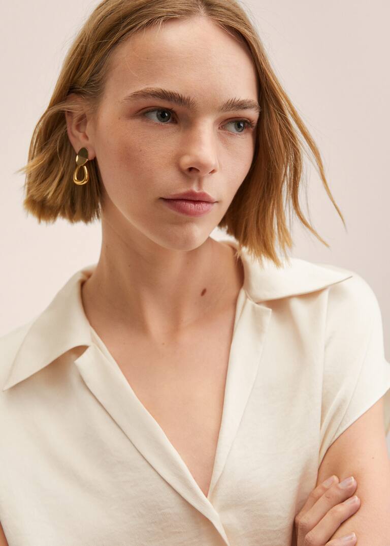 Satin Finish Flowy Shirt Women Mango Outlet Usa