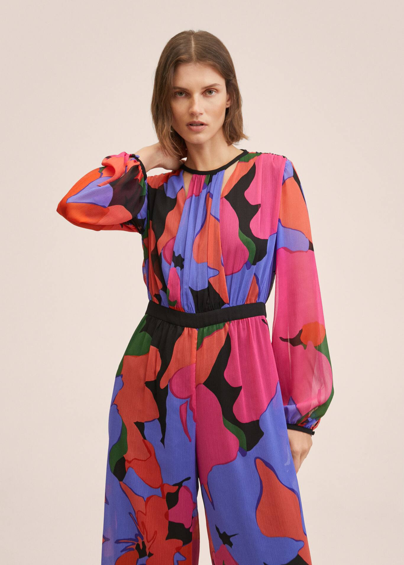 Gemusterter overall mit ballonärmeln - Damen | MANGO OUTLET Deutschland