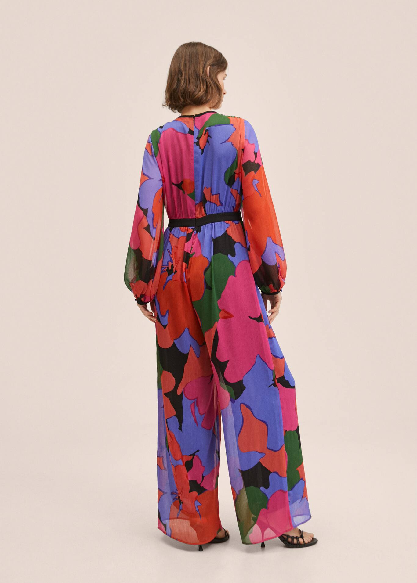 Gemusterter overall mit ballonärmeln - Damen | MANGO OUTLET Deutschland