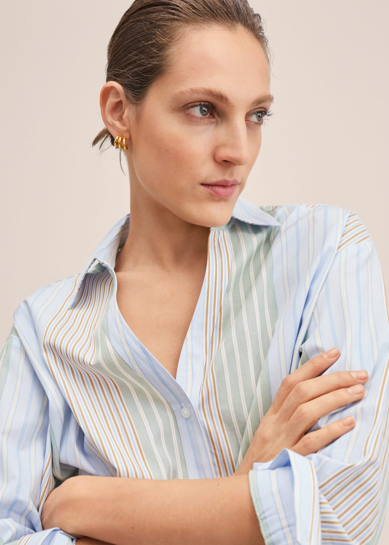 Striped Cotton Shirt Woman Mango Outlet Greece