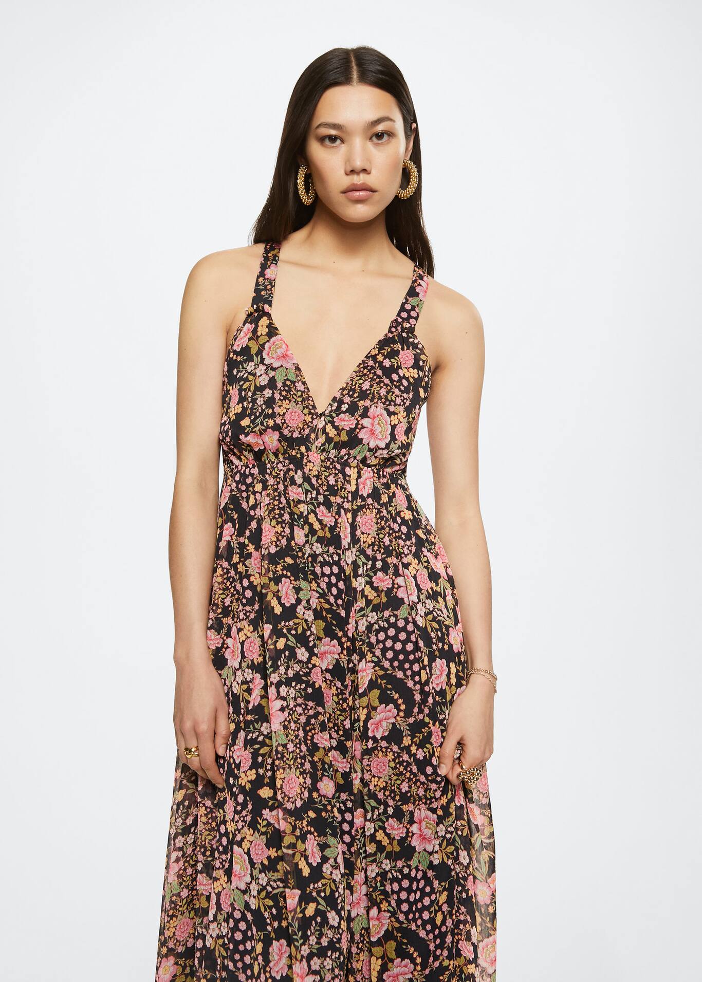 Bambula flower dress - Woman | MANGO OUTLET Bulgaria