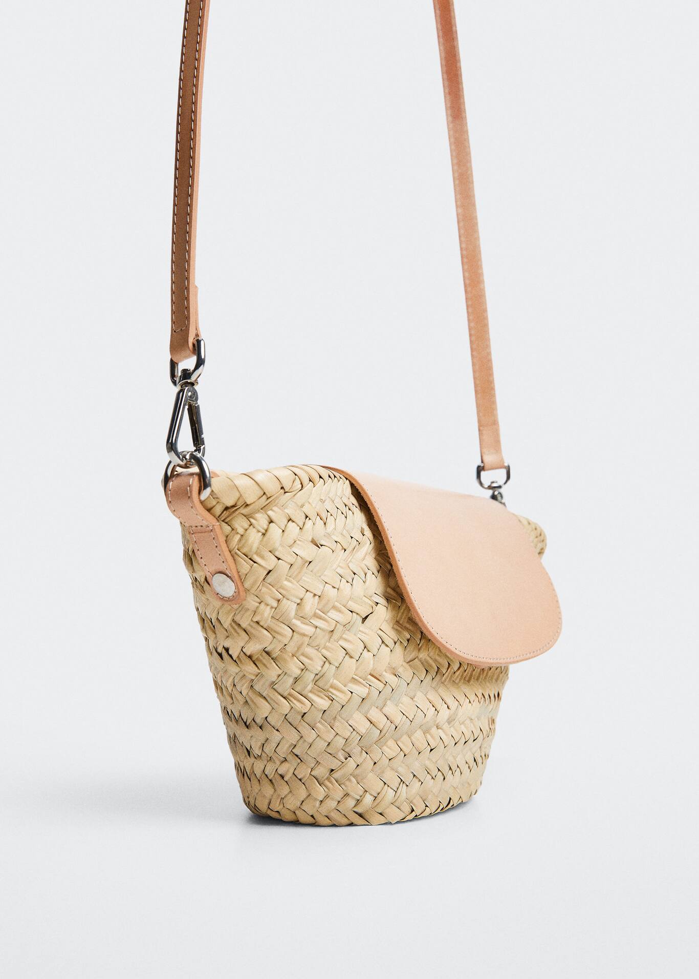 Bolso Rafia Solapa Piel Mujer Mango Outlet España