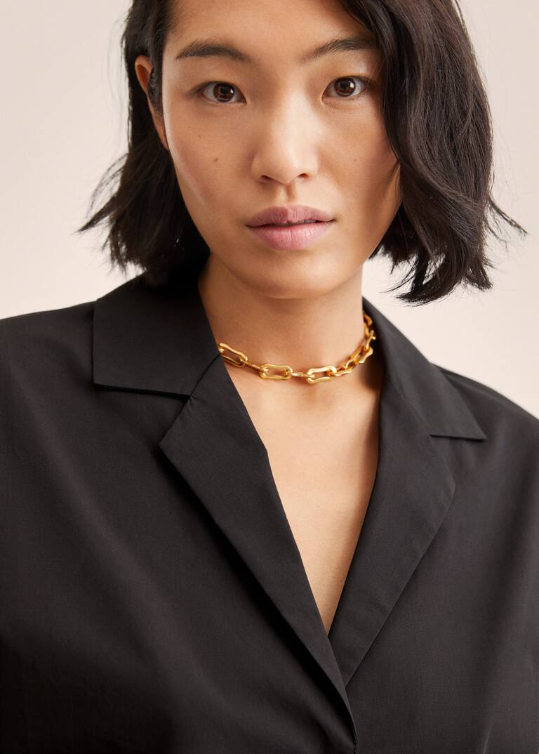 Cropped Cotton Shirt Woman Mango Outlet United Kingdom