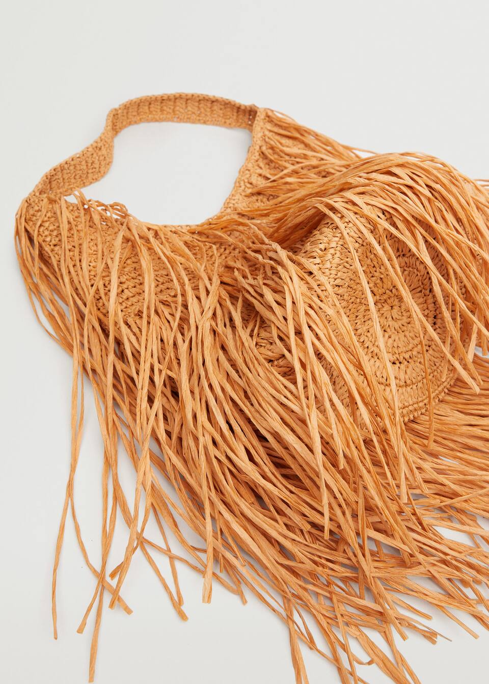 Fringed raffia bag - Women | MANGO OUTLET USA