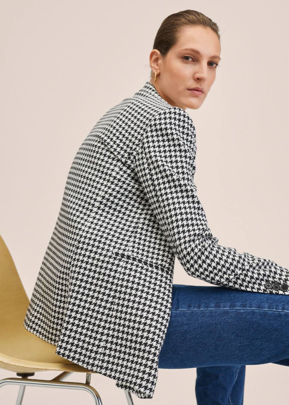 Veste De Costume En Pied De Poule Femme Mango Outlet France