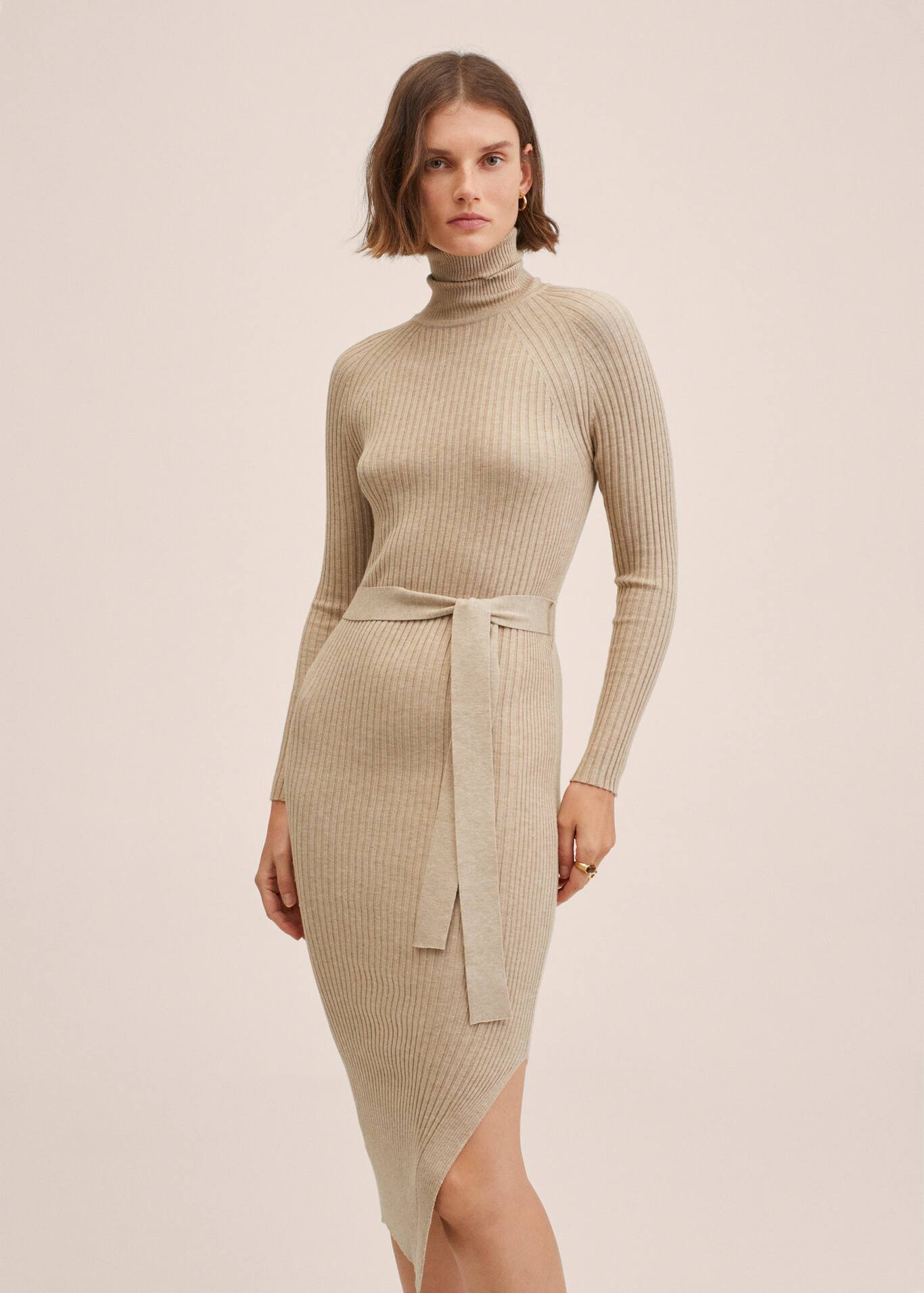 Knitted Turtleneck Dress Woman Mango Outlet United Kingdom