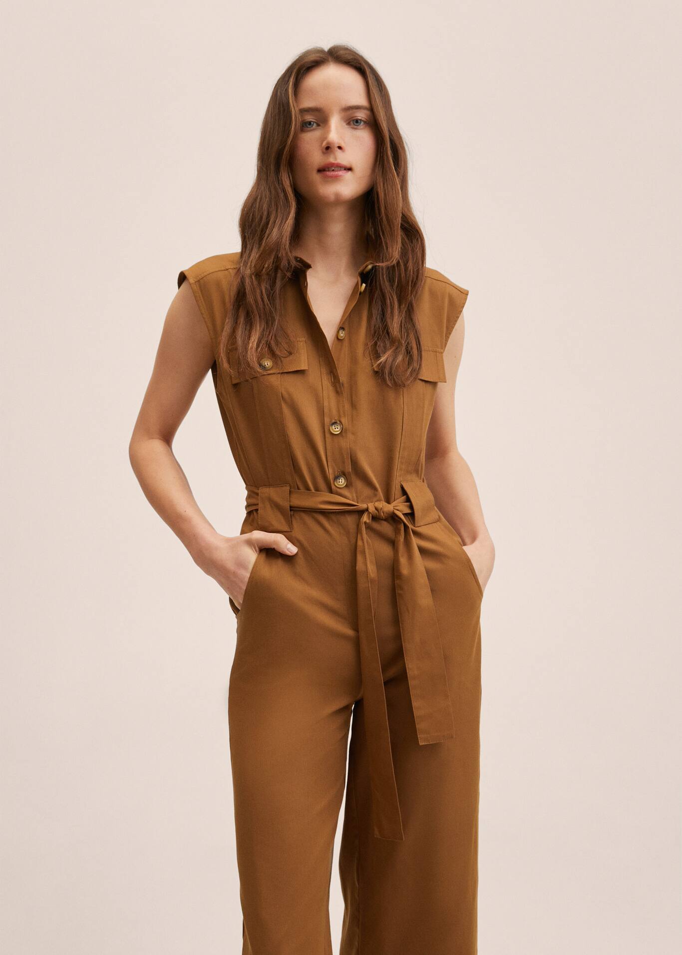 Belted cotton jumpsuit - Women | MANGO OUTLET USA
