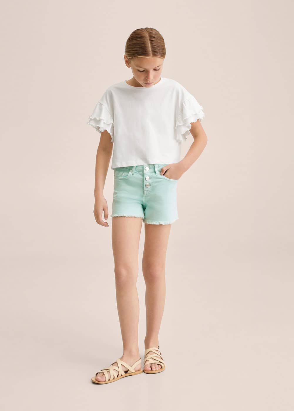 Buttoned Denim Shorts Woman Mng Australia