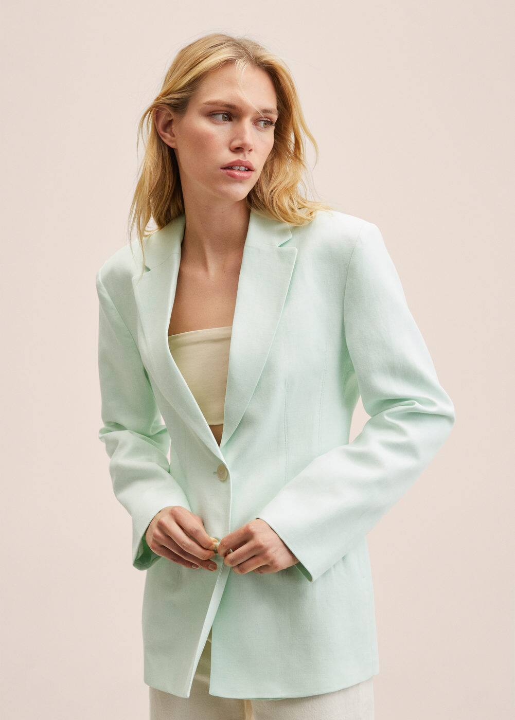 Structured linen jacket - Woman | MANGO OUTLET Greece