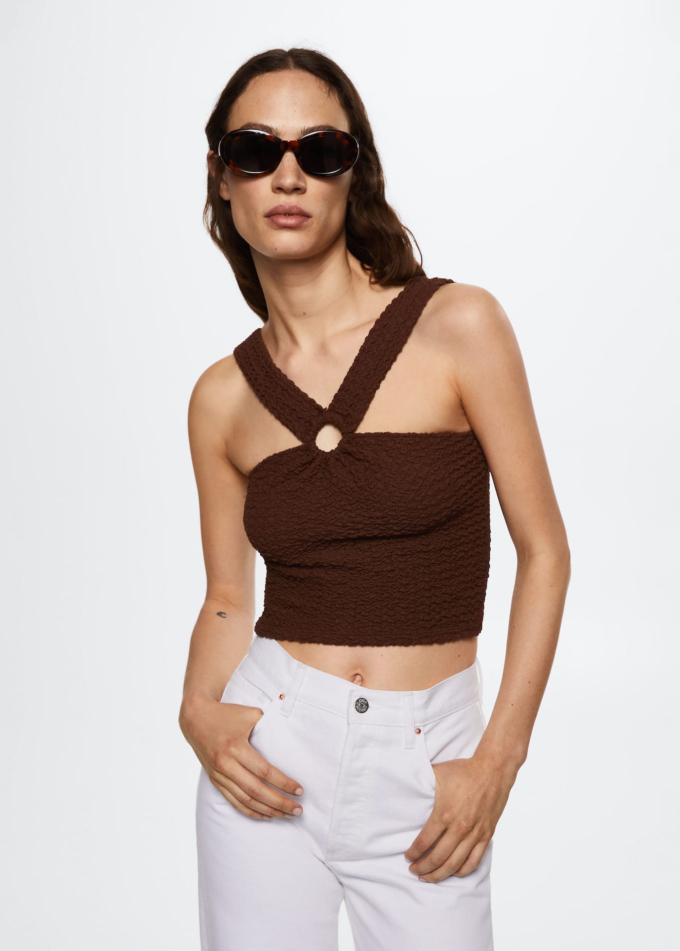 Top Crop Textura Mujer Mango Outlet España