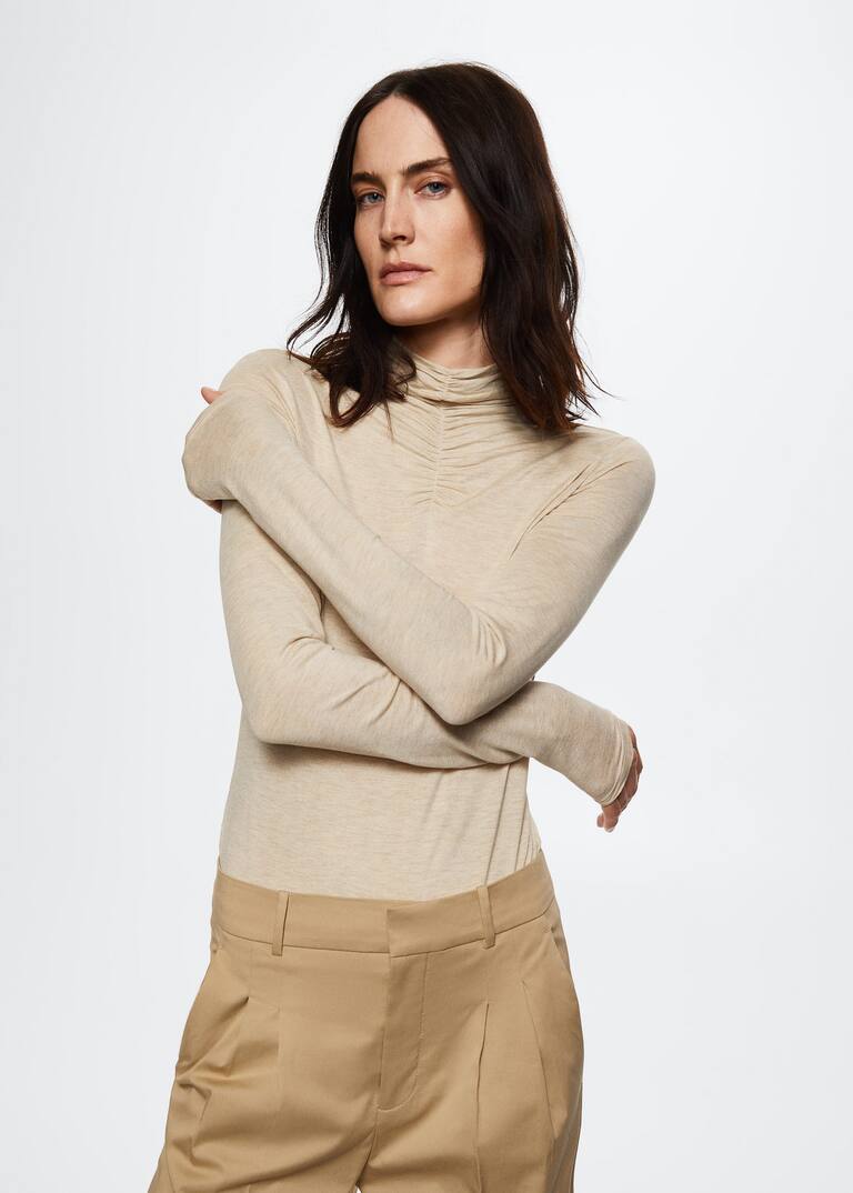Ruched Detail T Shirt Women Mango United Kingdom