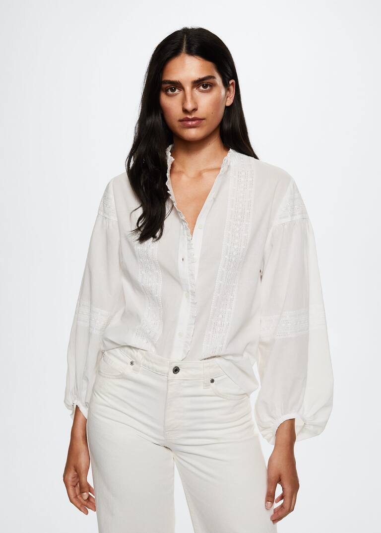 Embroidered Cotton Shirt Women Mango United Kingdom