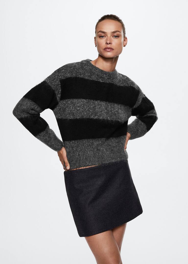 Round Neck Striped Sweater Women Mango Usa