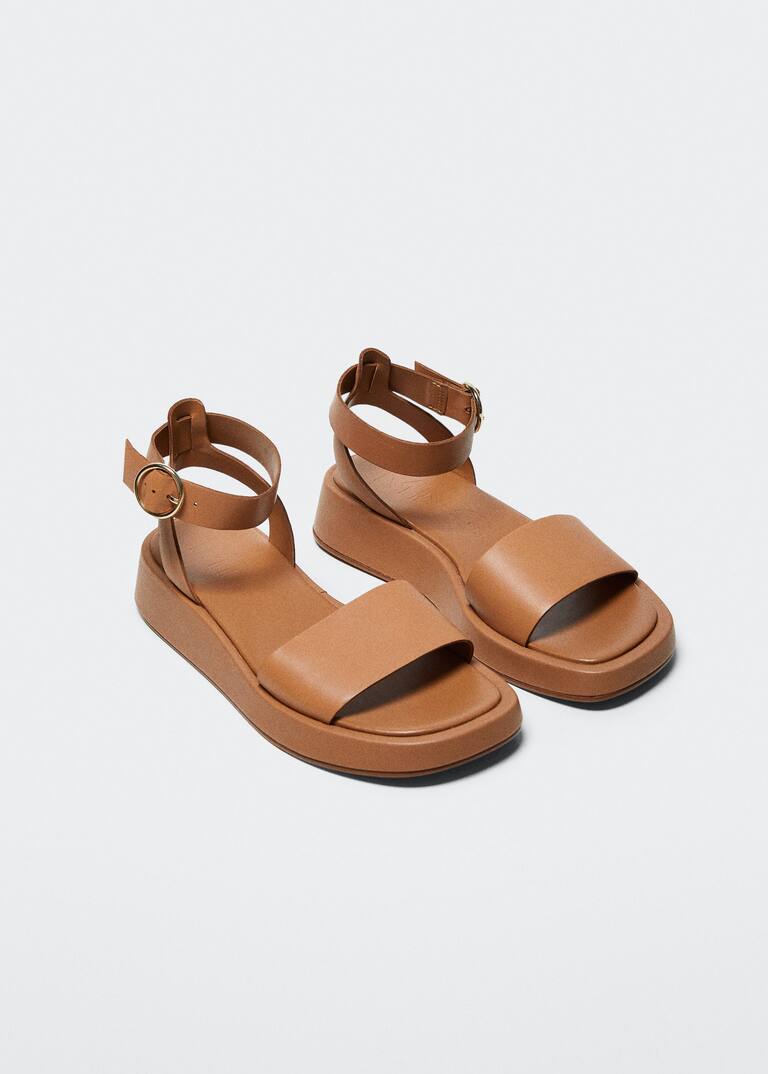Leather Sandals With Straps Women Mango Usa