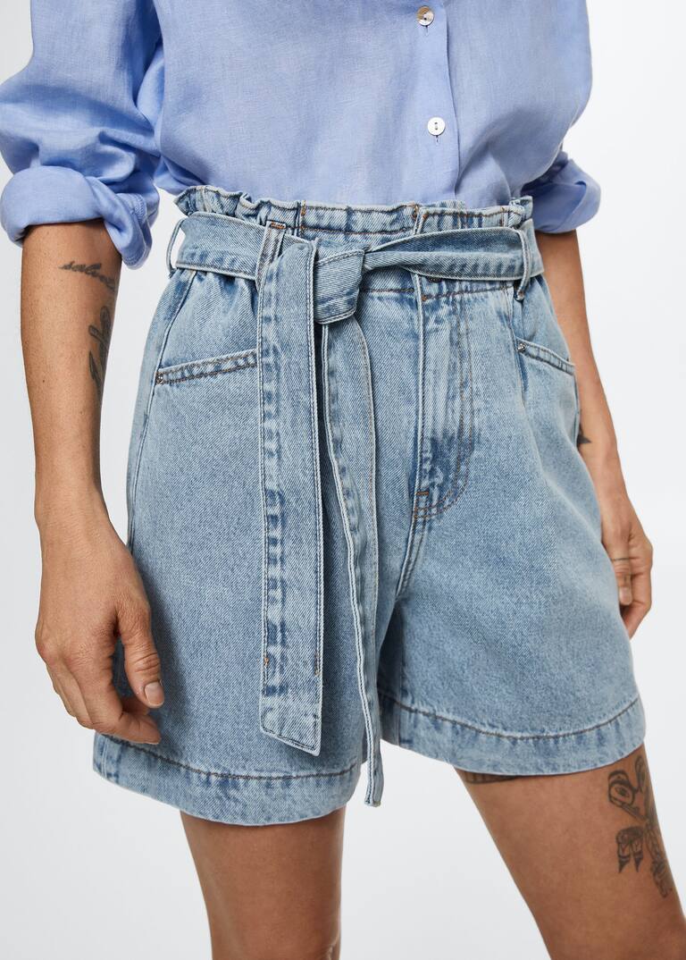 Paperbag Denim Shorts Woman Mango Slovakia
