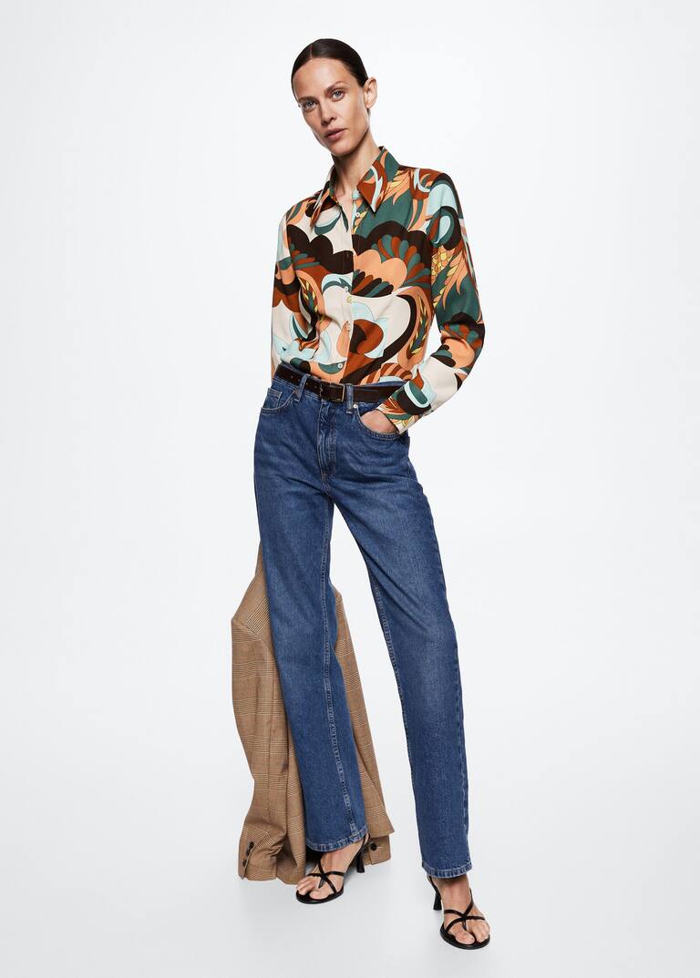 Retro Print Shirt Women Mango United Kingdom