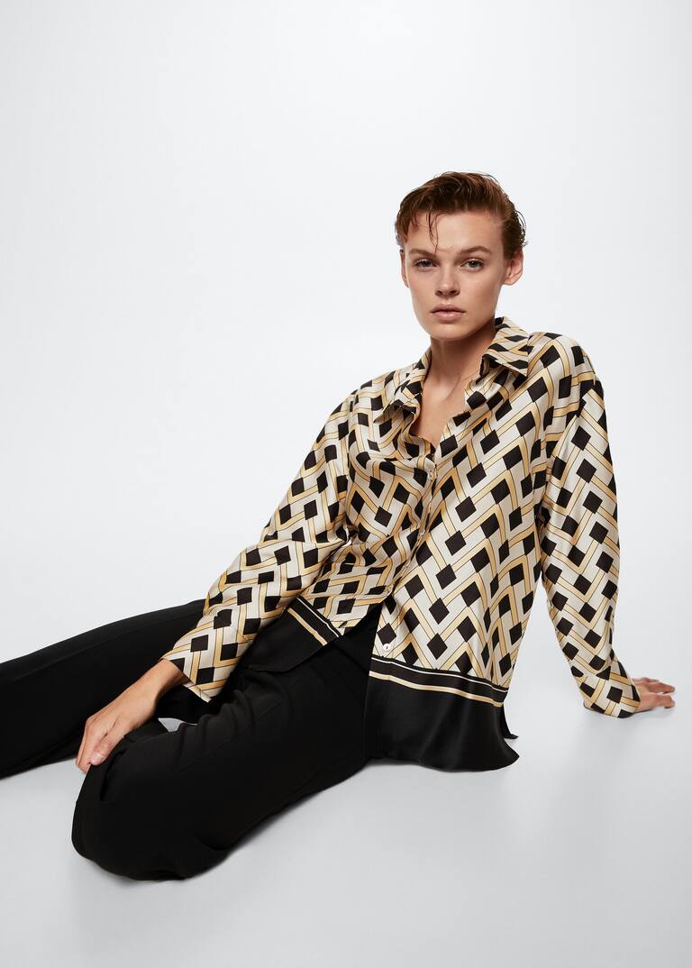 Geometric Print Shirt Women Mango United Kingdom