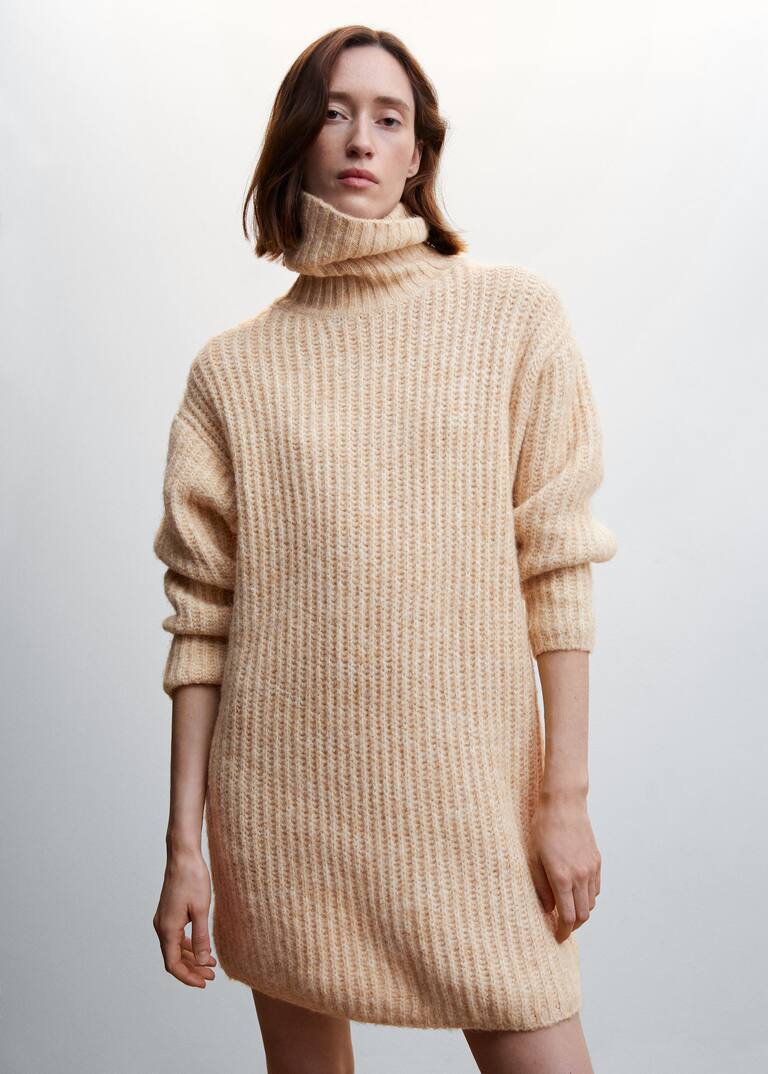 Knitted Turtleneck Dress Women Mango United Kingdom