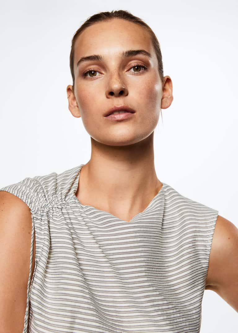 Striped Satin Dress Woman Mango Outlet United Kingdom