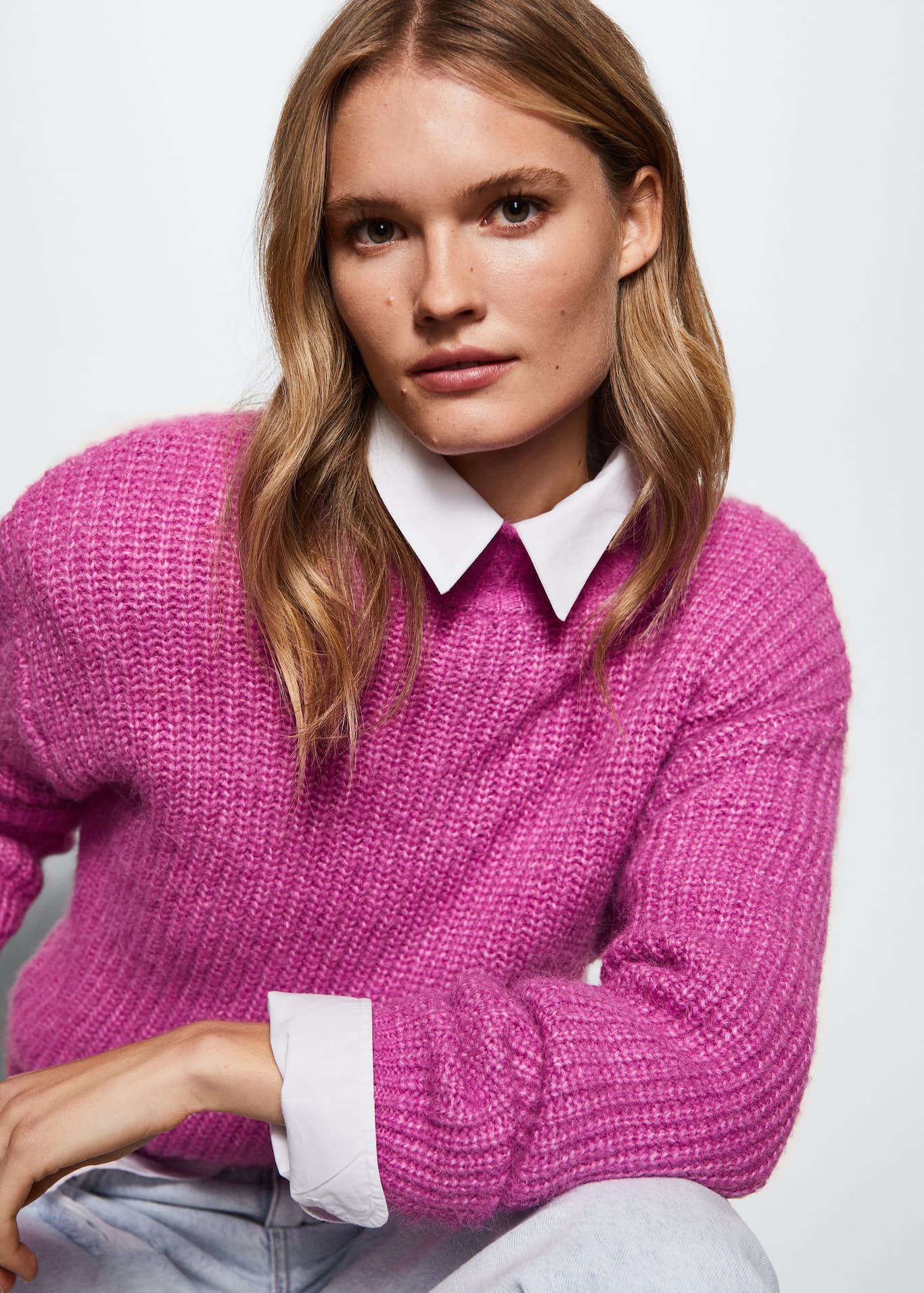 High Collar Ribbed Knit Sweater Women Mango Outlet Usa