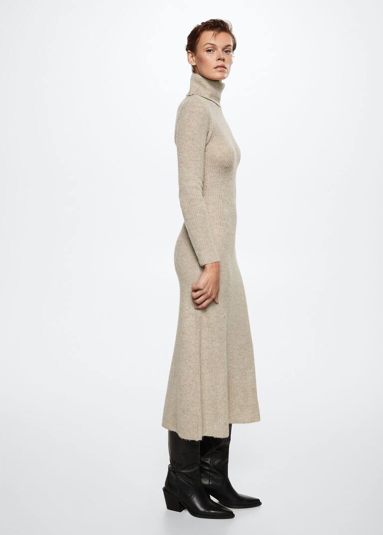Knitted Turtleneck Dress Women Mango Usa