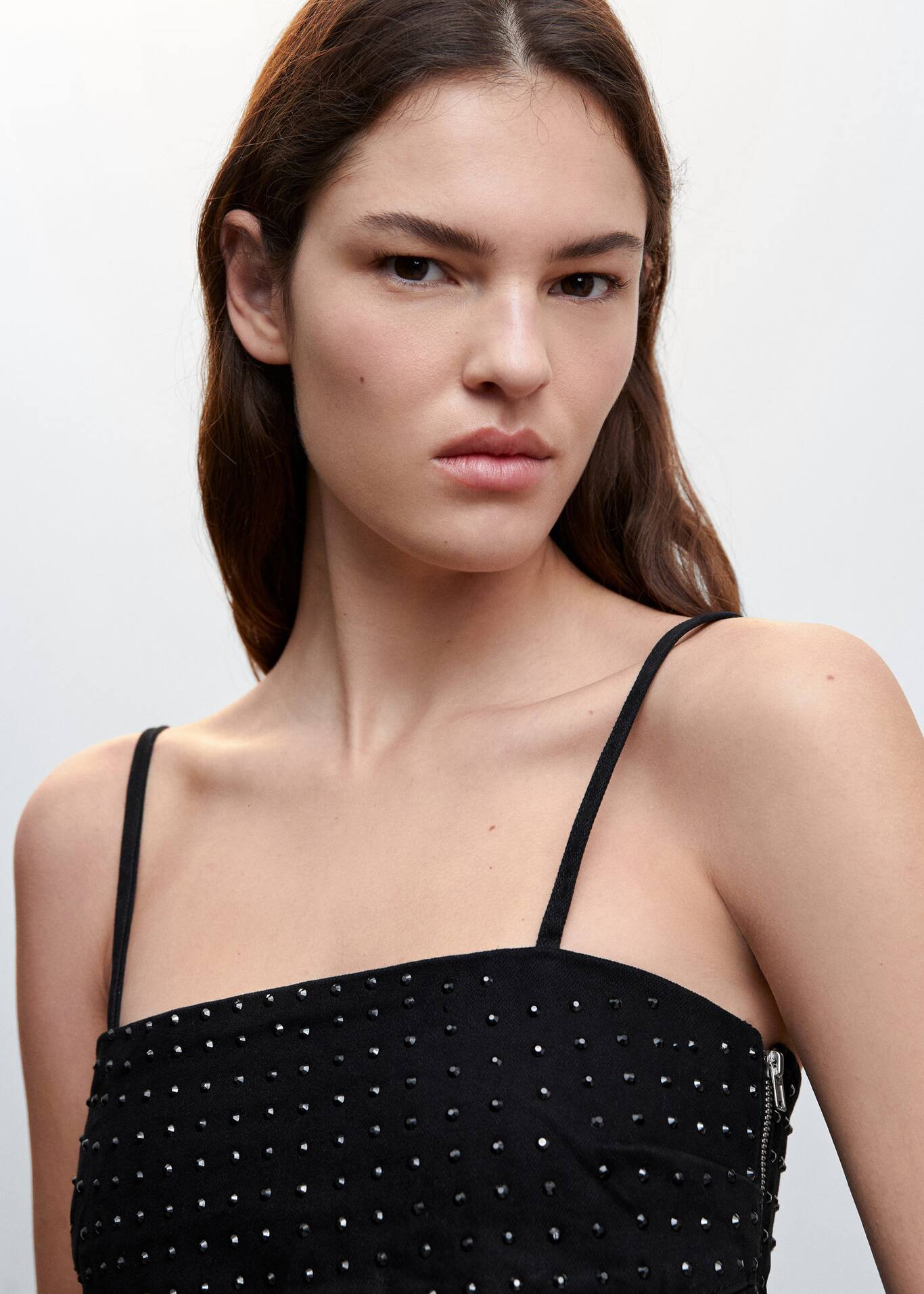 Mini Dress With Crystals Women Mango Outlet Usa