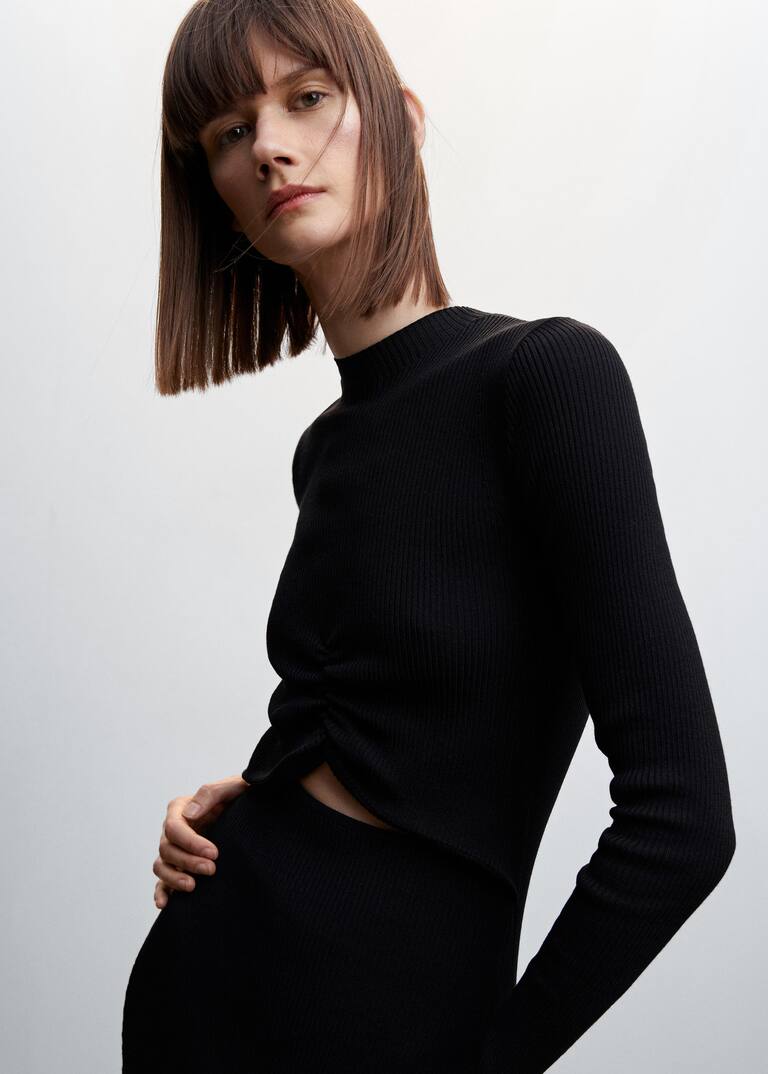 Side Slit Knit Dress Woman Mango Romania
