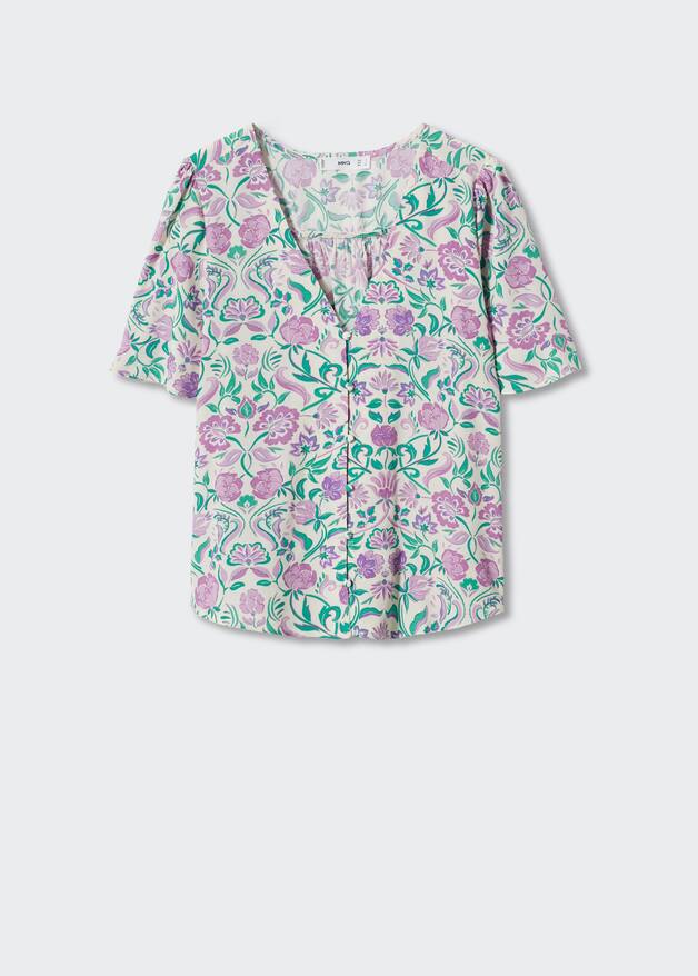 Flowy printed blouse - Woman | MANGO OUTLET Greece