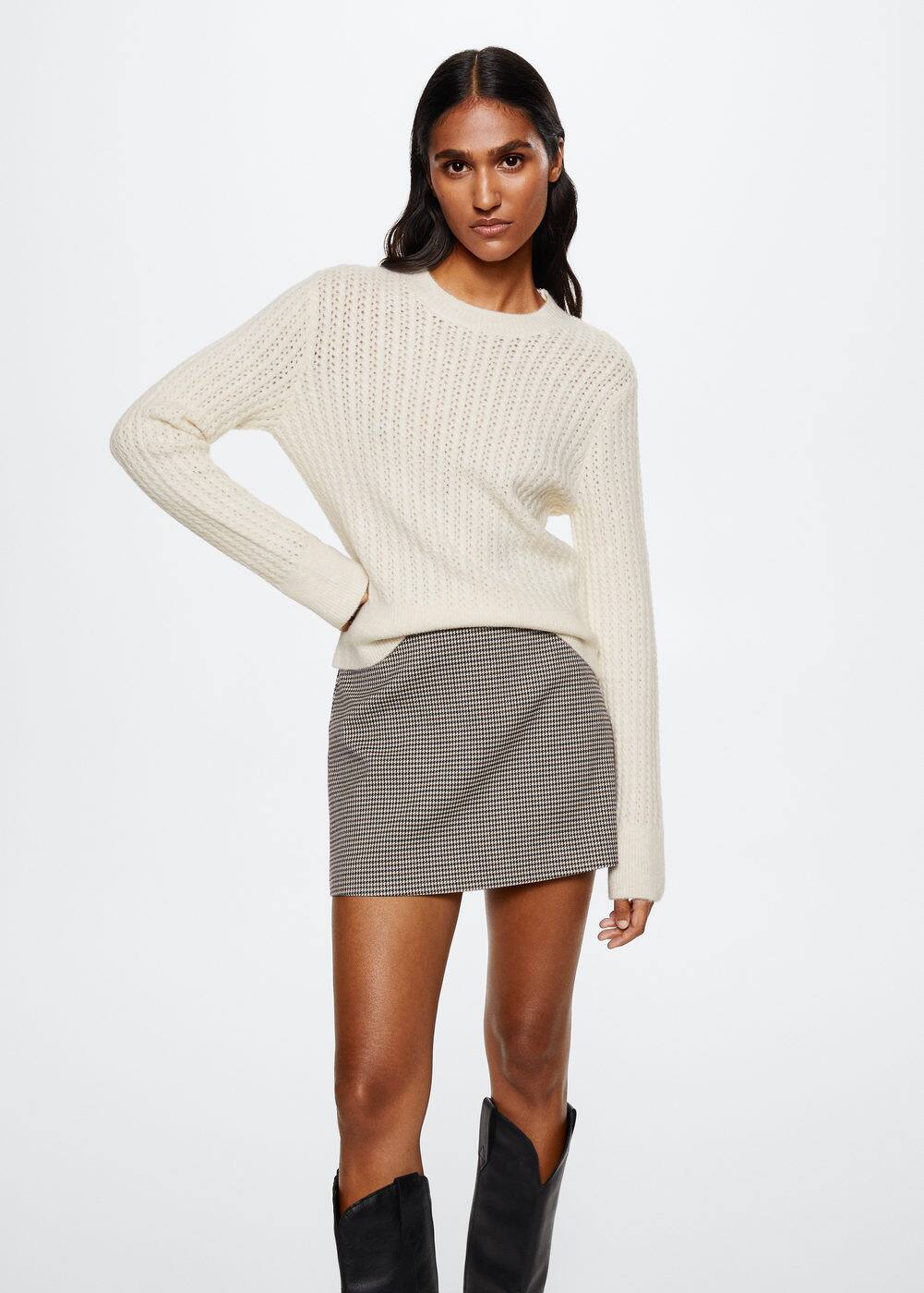 Knitted braided sweater - Woman | MANGO OUTLET Bulgaria
