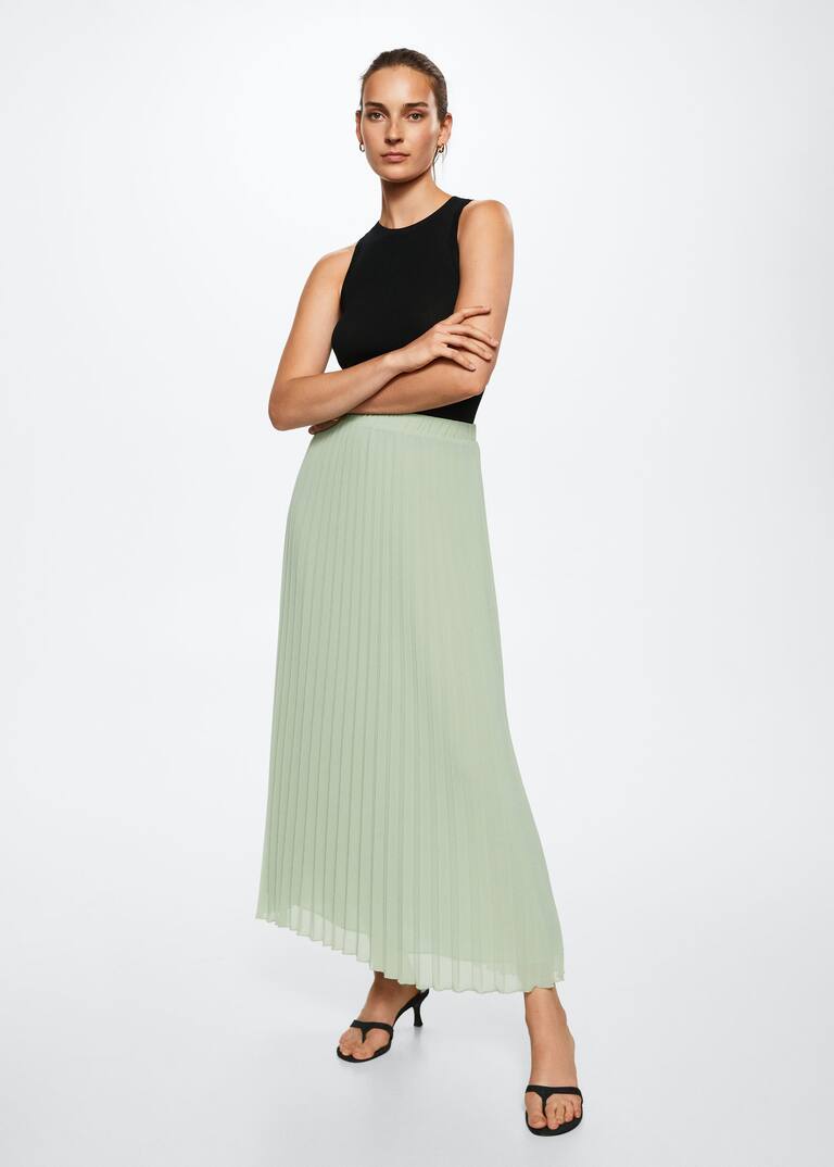 Pleated Midi Skirt Woman Mango Outlet United Kingdom