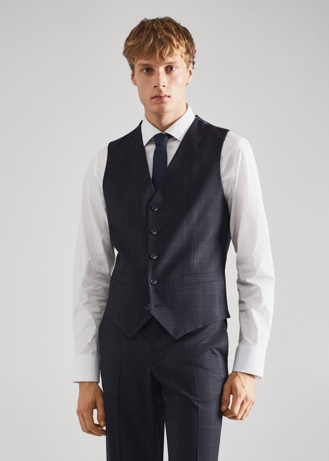 Slim-fit check suit waistcoat - Man | MANGO OUTLET Cyprus (Euros)