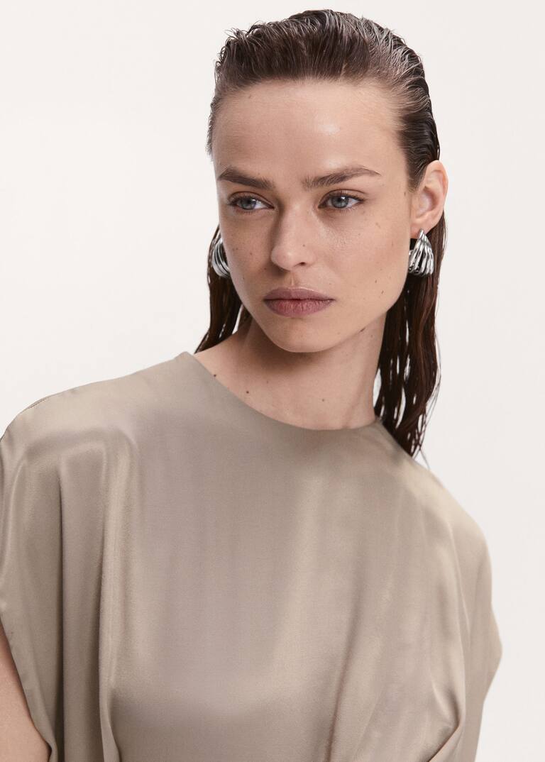 Side Slit Satin Dress Women Mango Usa