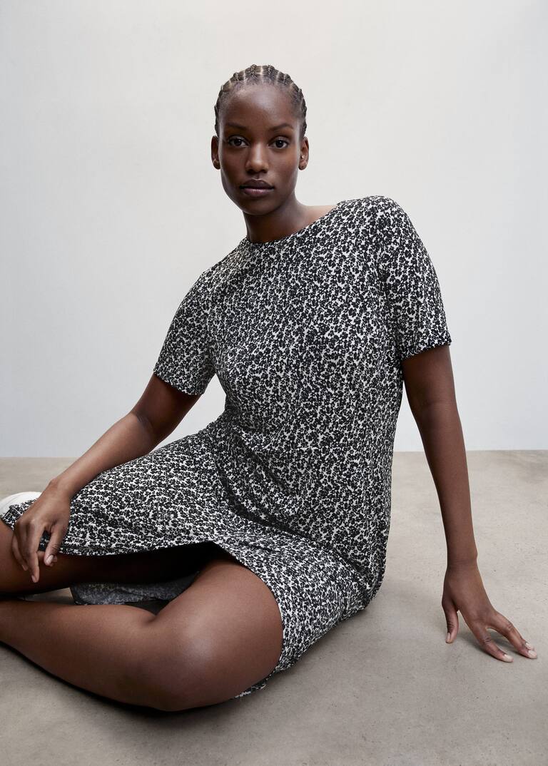 Printed Cut Out Detail Dress Woman Mango Ireland