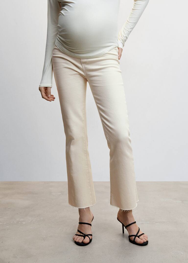 Maternity Flared Cropped Jeans Women Mango United Kingdom