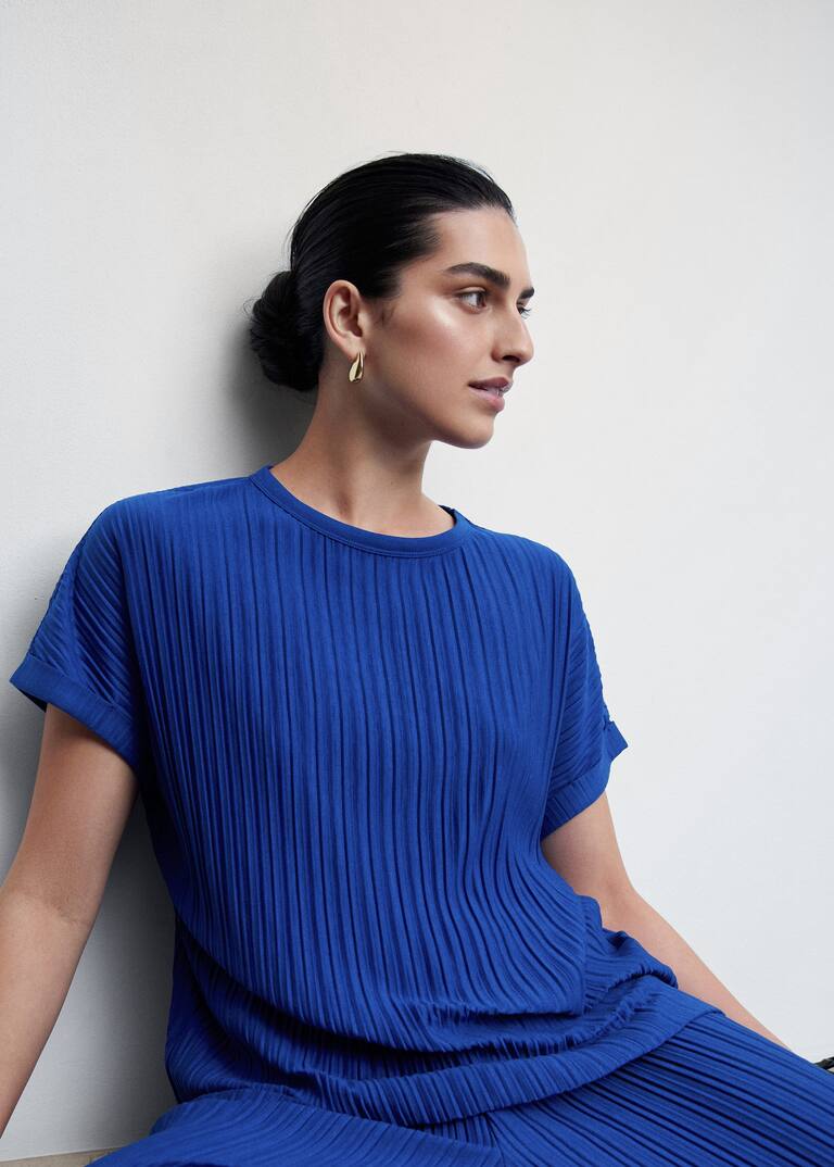 Short Sleeved Pleated T Shirt Women Mango Usa