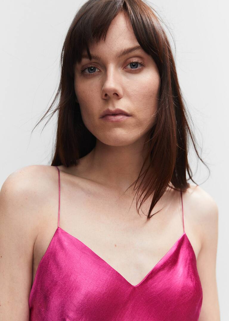 Side Slit Satin Dress Women Mango Usa