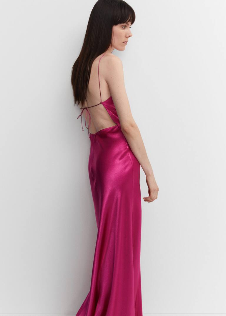 Side Slit Satin Dress Women Mango Usa