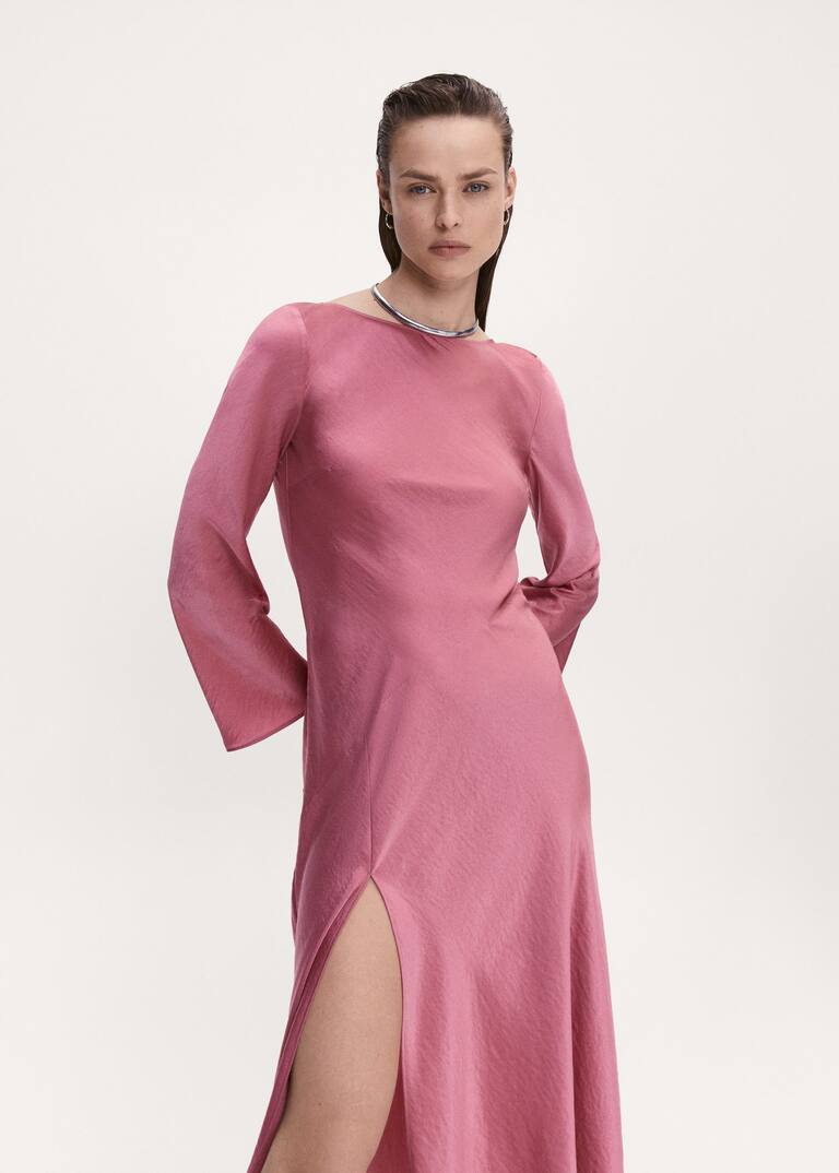 Side Slit Satin Dress Women Mango United Kingdom