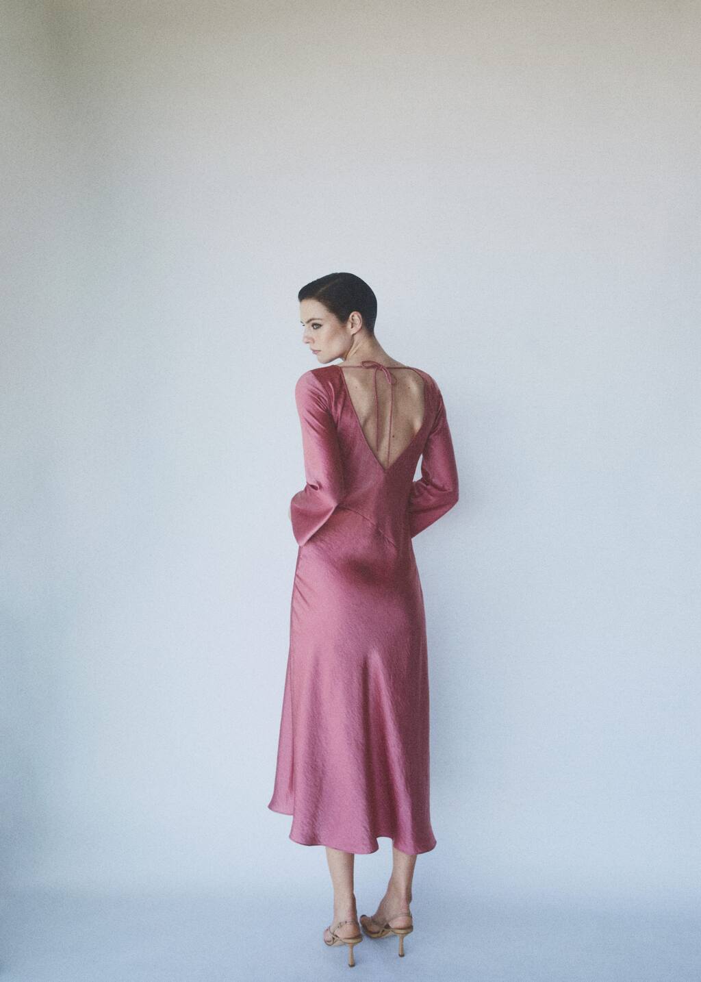 Mango Side Slit Satin Dress 47014027 85