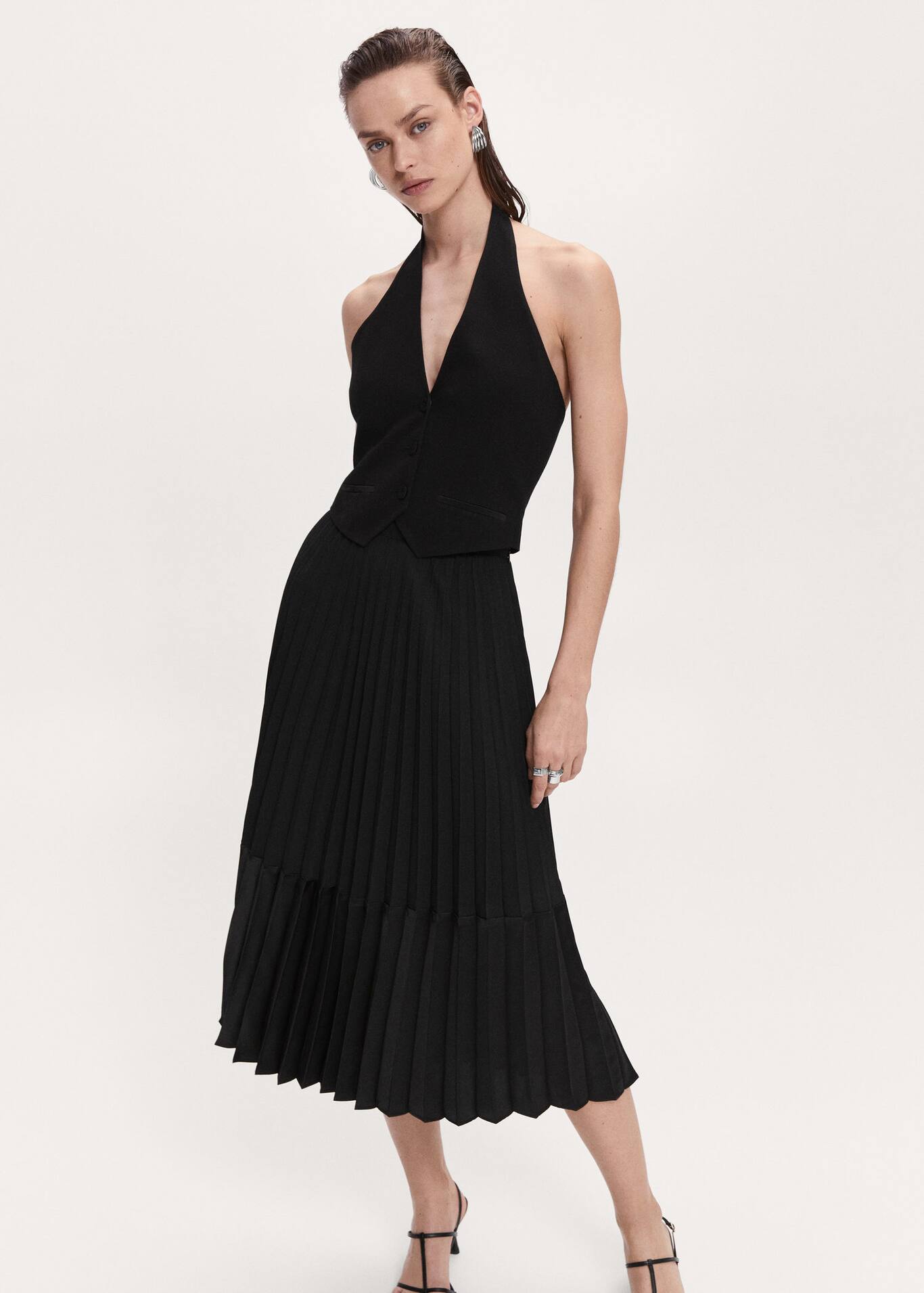Falda Midi Plisada Satinada Mujer Mango España