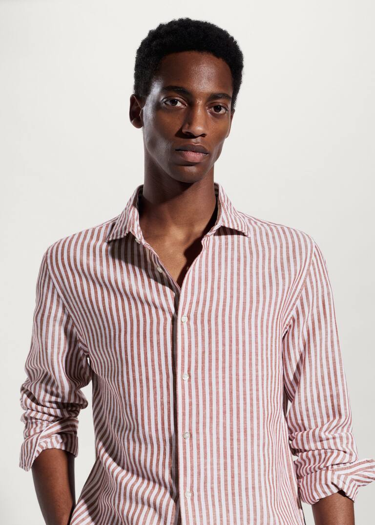 Slim Fit Striped Linen Shirt Men Mango Man Usa