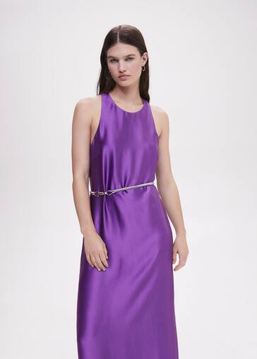 Satin Cross back Dress Woman Mango Canada Satin Cross back Dress Woman Mango Canada
